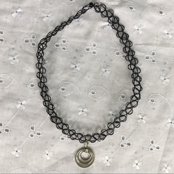 Handmade | Jewelry | Silver Spiral Loop Charmed Black Tattoo Choker ...